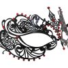 Metal Filigree Fine Masquerade Mask with Red Crystals